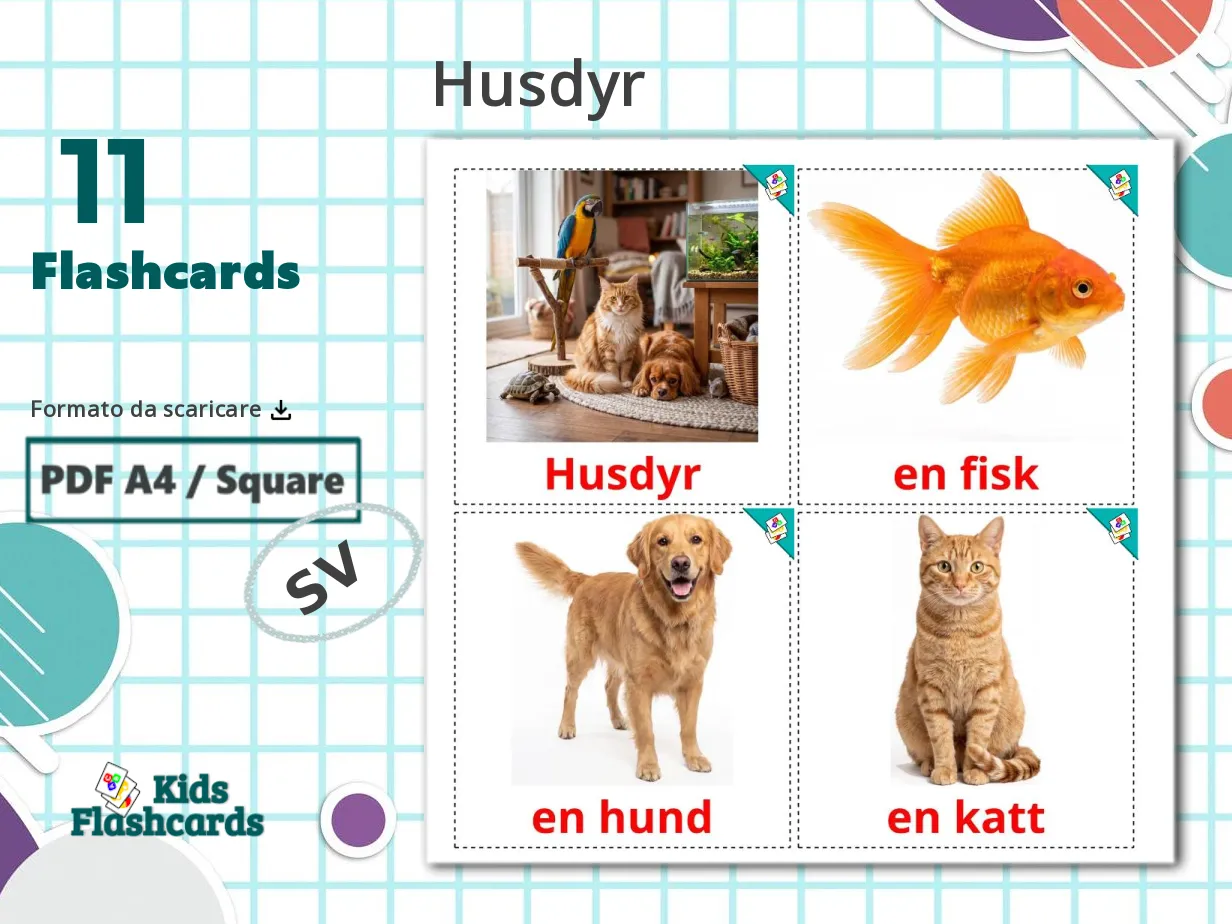 11 Flashcard GRATUITE sui Animali Domestici in 4 Formati PDF | Immagini ...