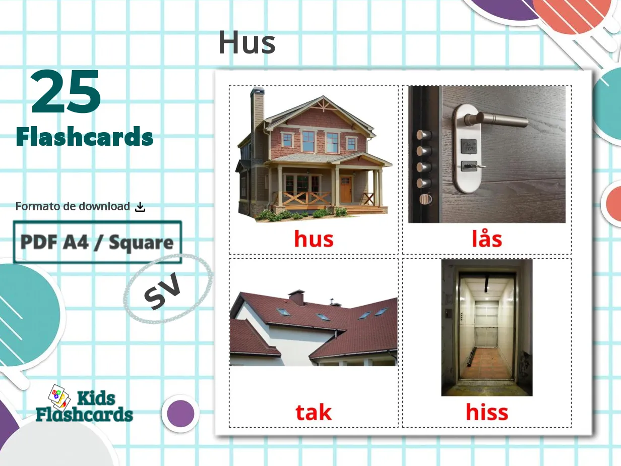 25 Cartões linguagem de Casa GRÁTIS em 4 formatos PDF | Sueco Pictures