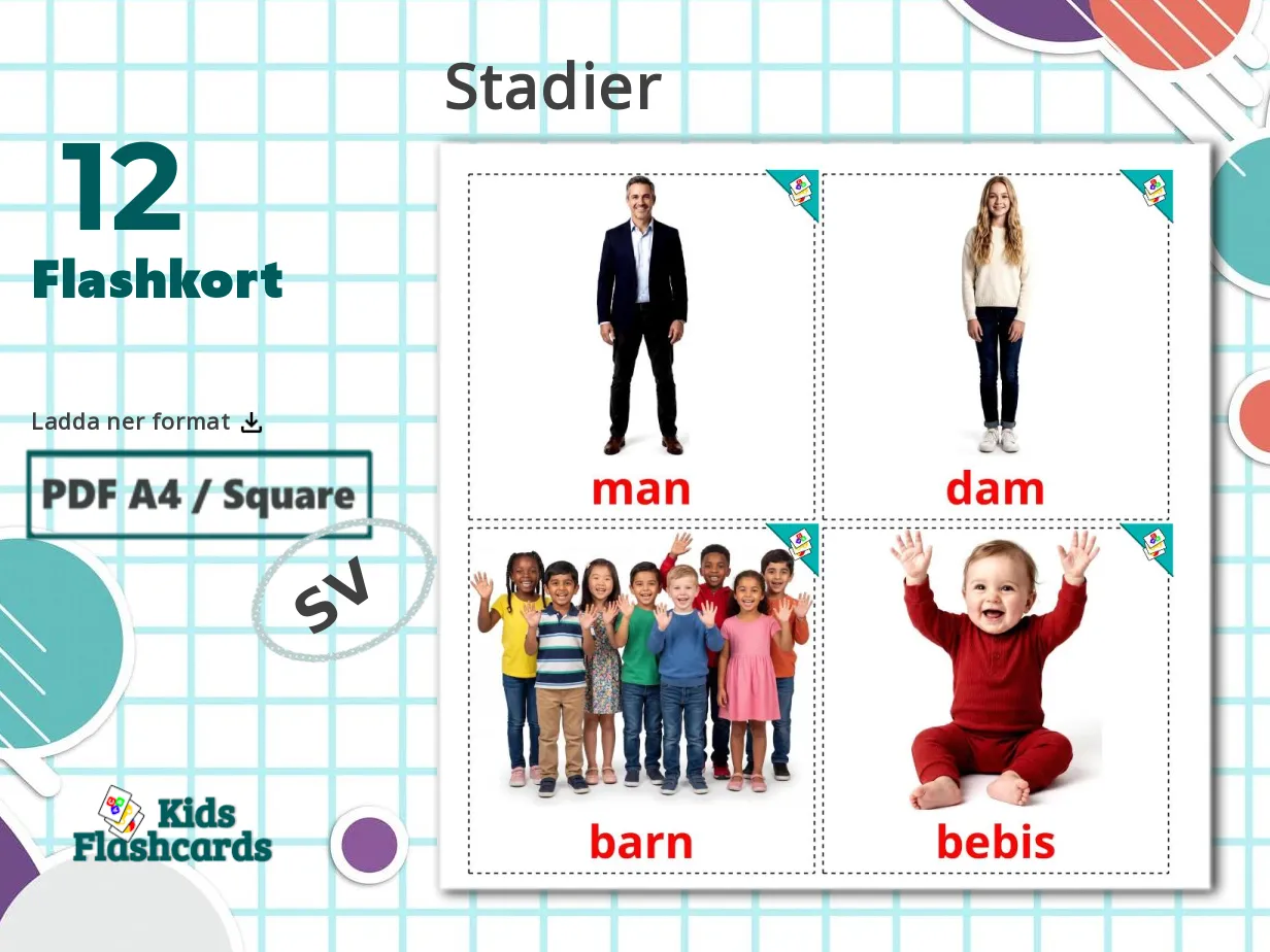 12 GRATIS Stadier bildkort i 4 PDF-format | Svenska bilder
