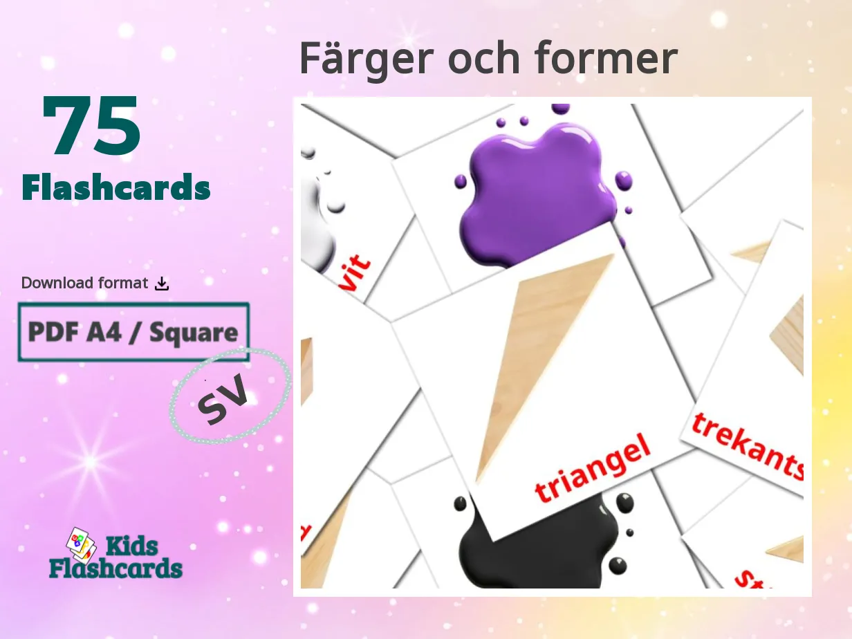 75 FREE Swedish Colors and shapes Flashcards | PDF
