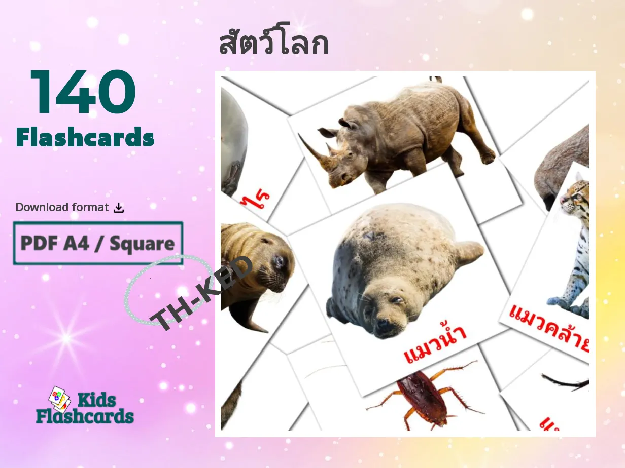 140 FREE Thai Animals Flashcards | PDF