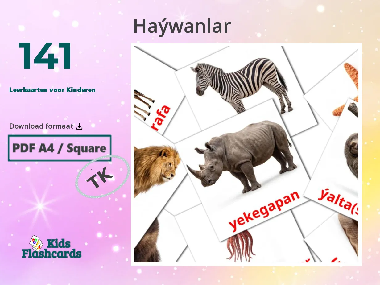 141 GRATIS Dieren Leerkaarten voor Kinderen in het Turken | 4 Printbare ...