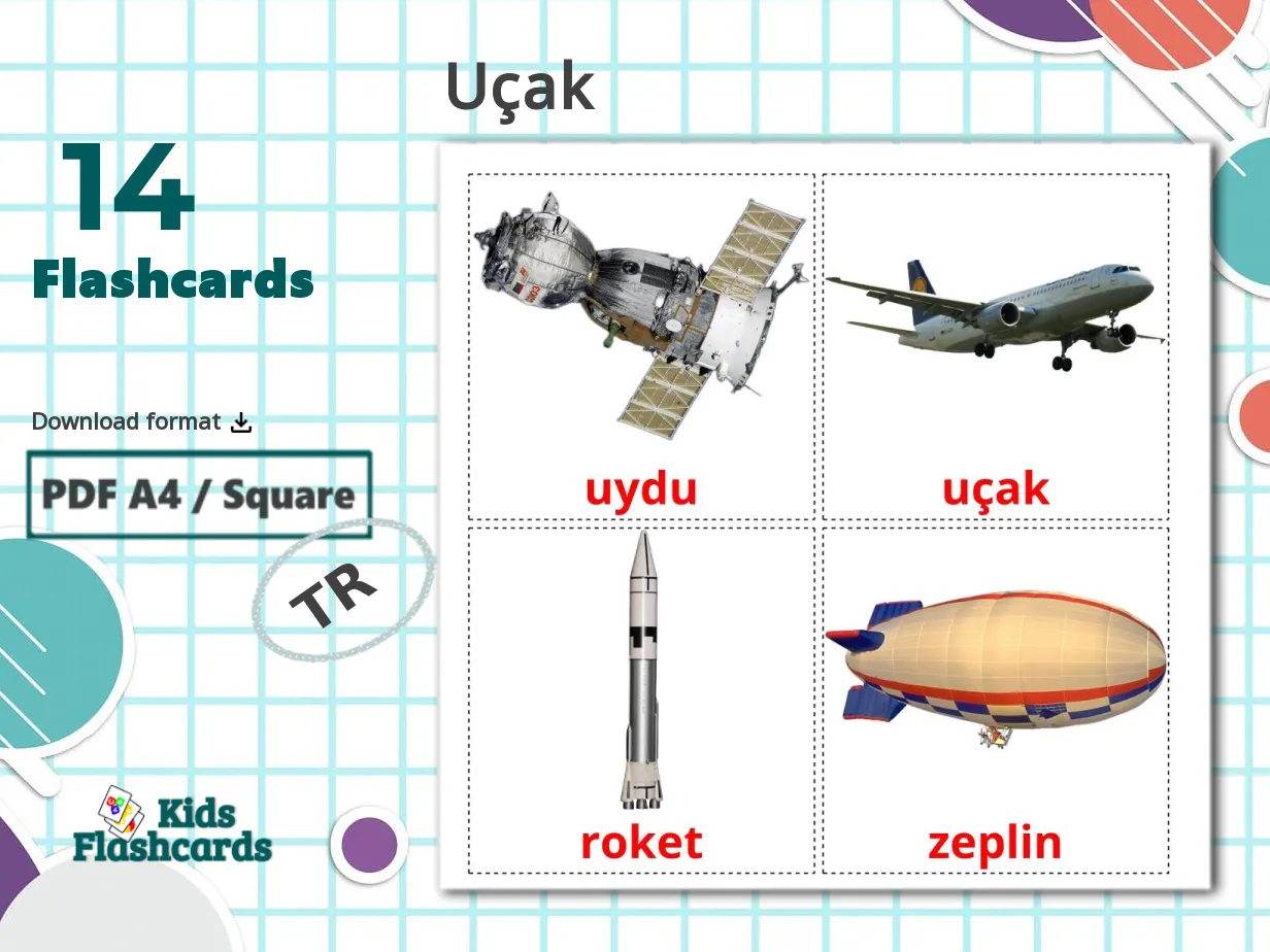 14 Printable Aircraft Flashcards in Turkish (Free PDF)