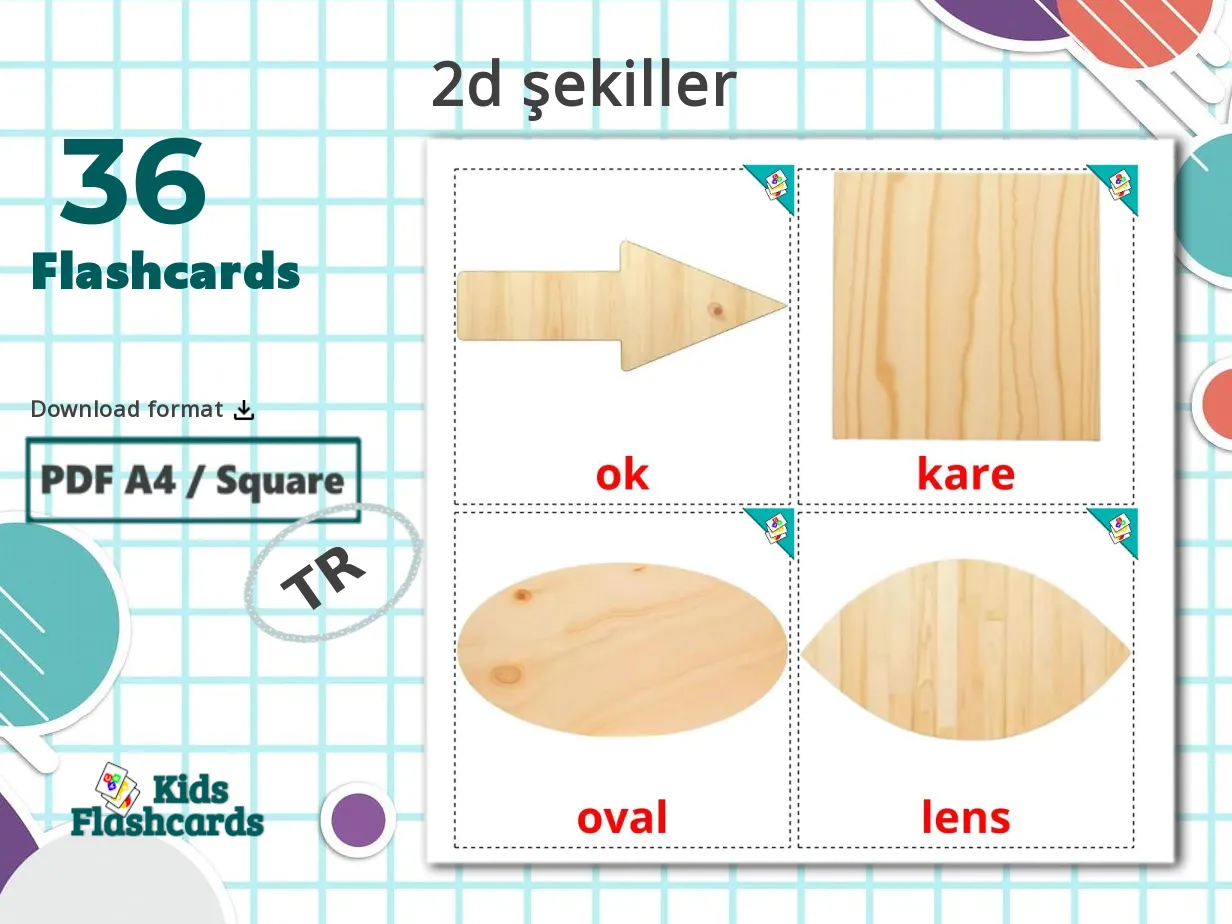 36 Printable 2D Shapes Flashcards in Turkish (Free PDF)