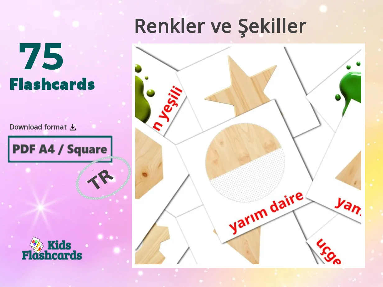 75 FREE Turkish Colors and shapes Flashcards | PDF
