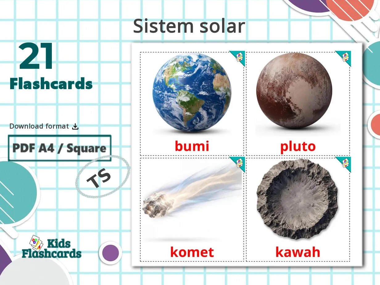 21 Printable Solar System Flashcards in Malay (Free PDF)