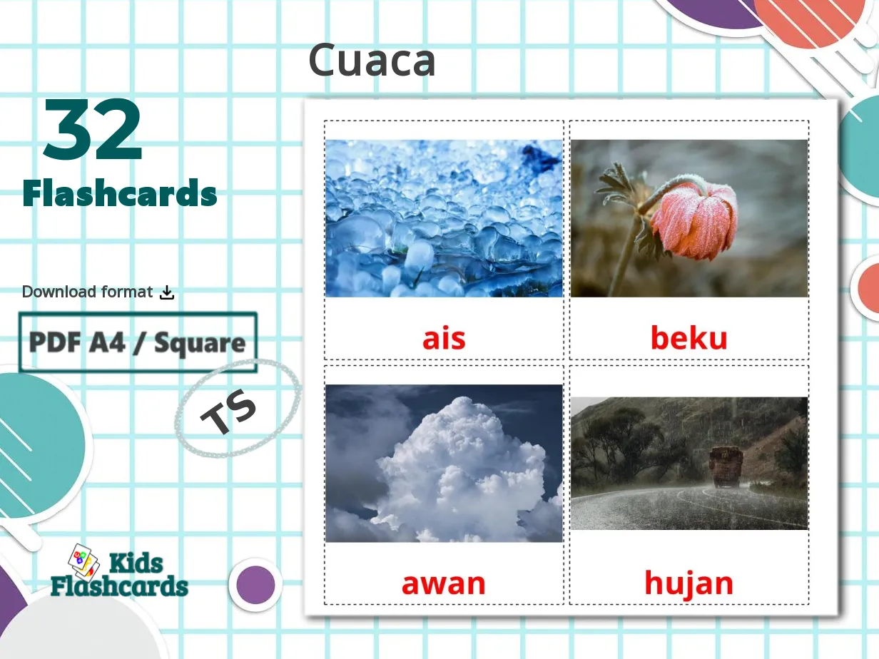 32 Printable Weather Flashcards in Malay (Free PDF)