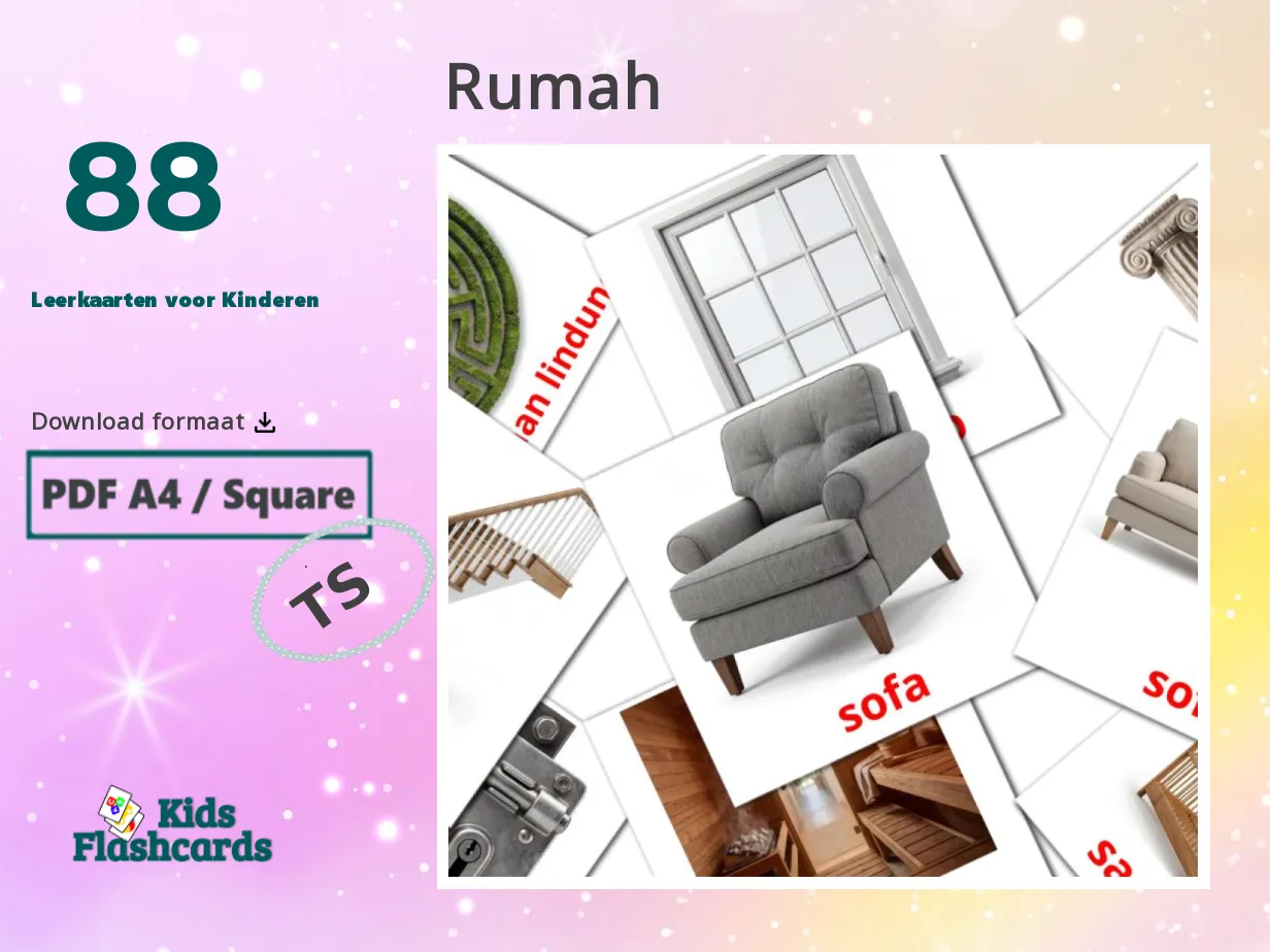 88 GRATIS Huis Leerkaarten voor Kinderen in het Malay | 4 Printbare PDF's