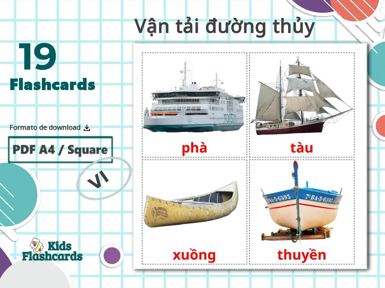 19 Cartões linguagem de Transporte Aquático GRÁTIS em 4 formatos PDF ...