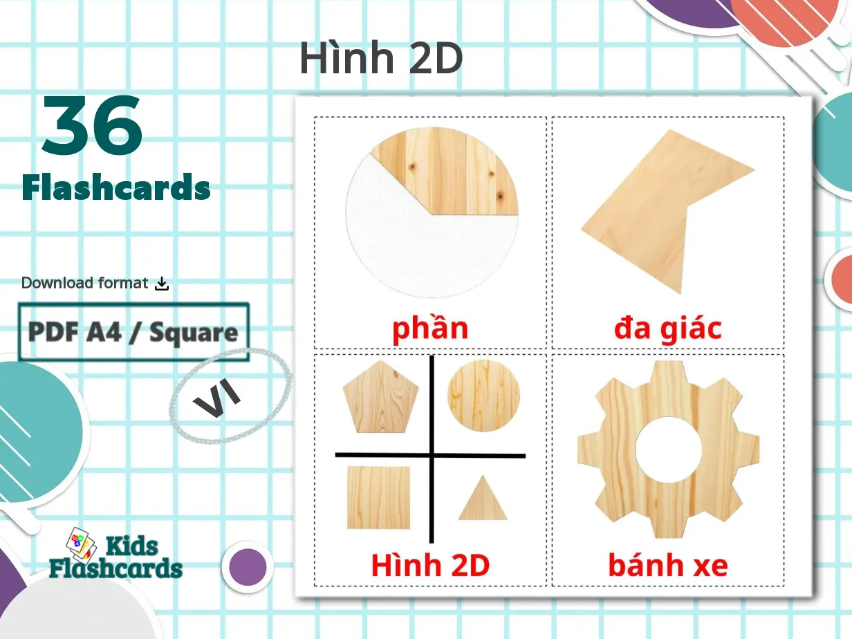 36 Printable 2D Shapes Flashcards in Vietnamese (Free PDF)