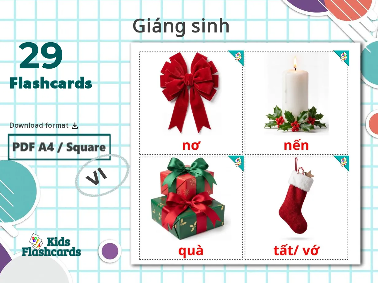 29 Printable Christmas Flashcards in Vietnamese (Free PDF)