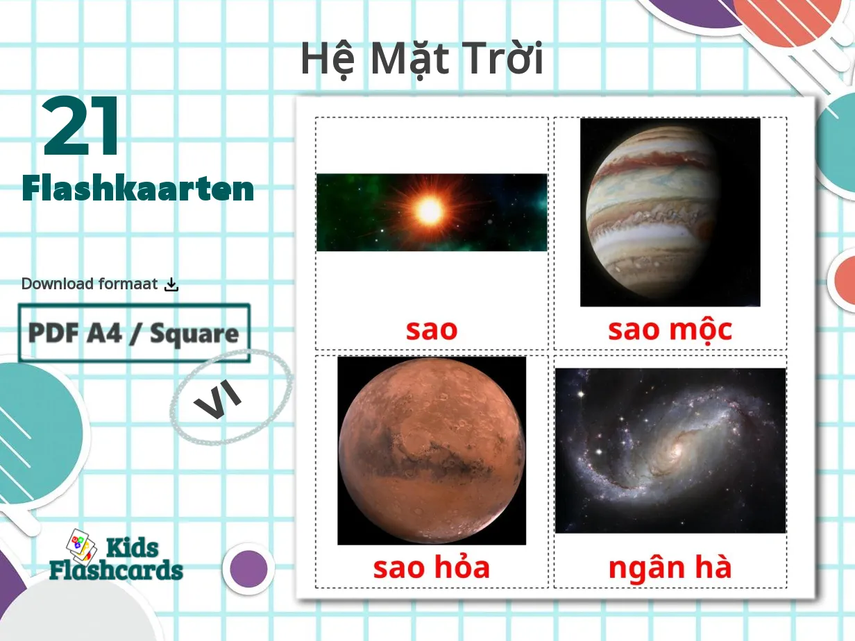 21 GRATIS Zonnestelsel Flashcards in 4 PDF formaten | Vietnamese ...