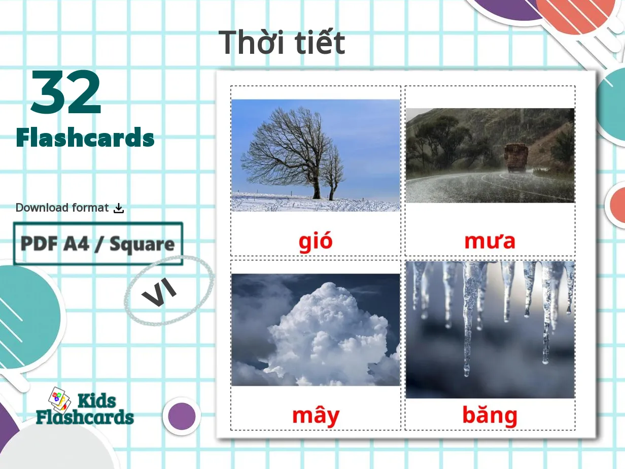 32 Printable Weather Flashcards in Vietnamese (Free PDF)