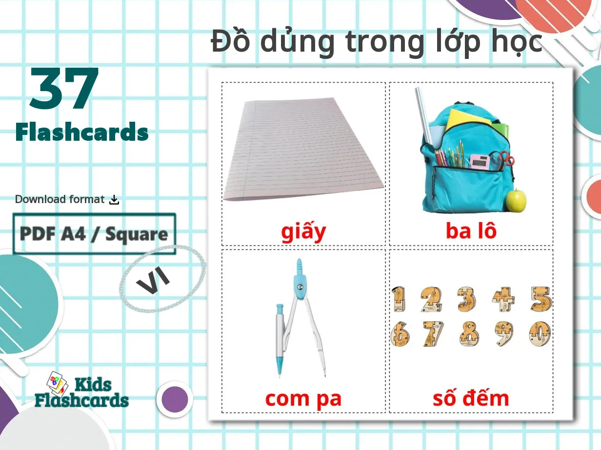 37 Printable Classroom objects Flashcards in Vietnamese (Free PDF)