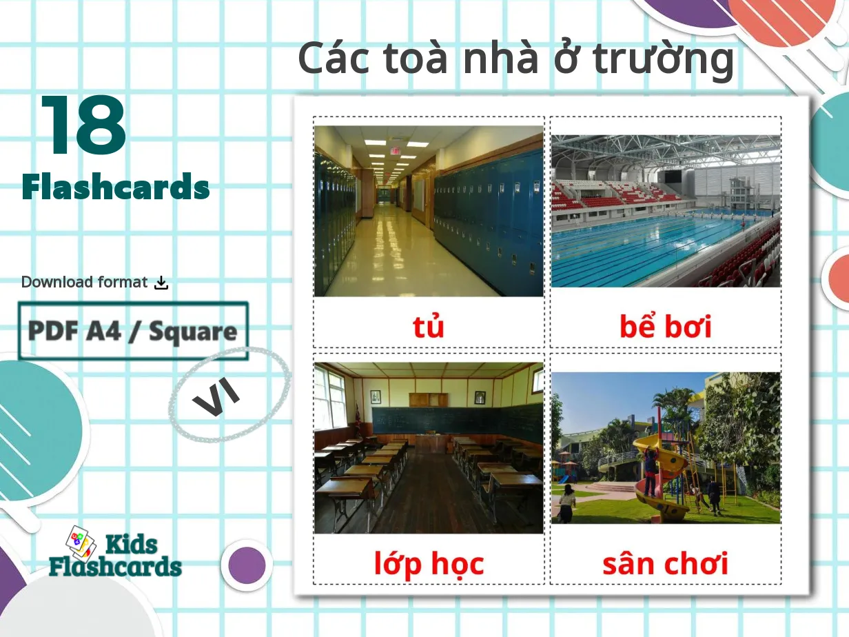 18 Printable School building Flashcards in Vietnamese (Free PDF)