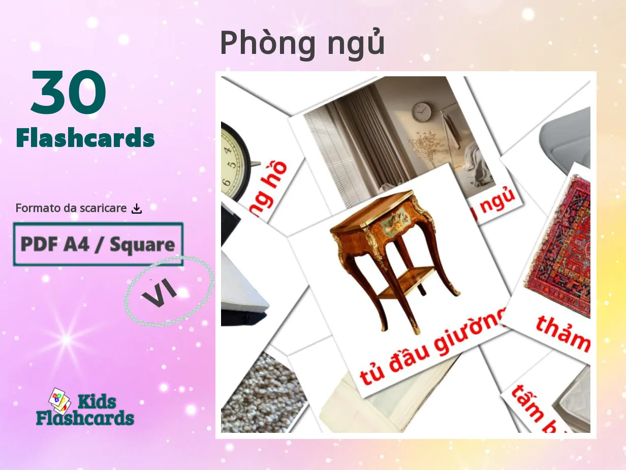 30 Flashcard GRATUITE sugli Camera da letto in Vietnamita | 4 PDF ...