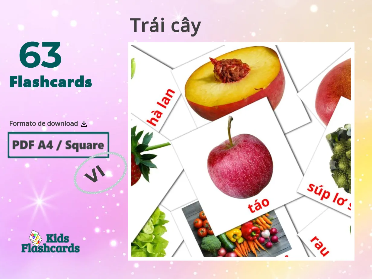 63 Flashcards de Comida GRÁTIS em Vietnamita | 4 PDFs imprimíveis