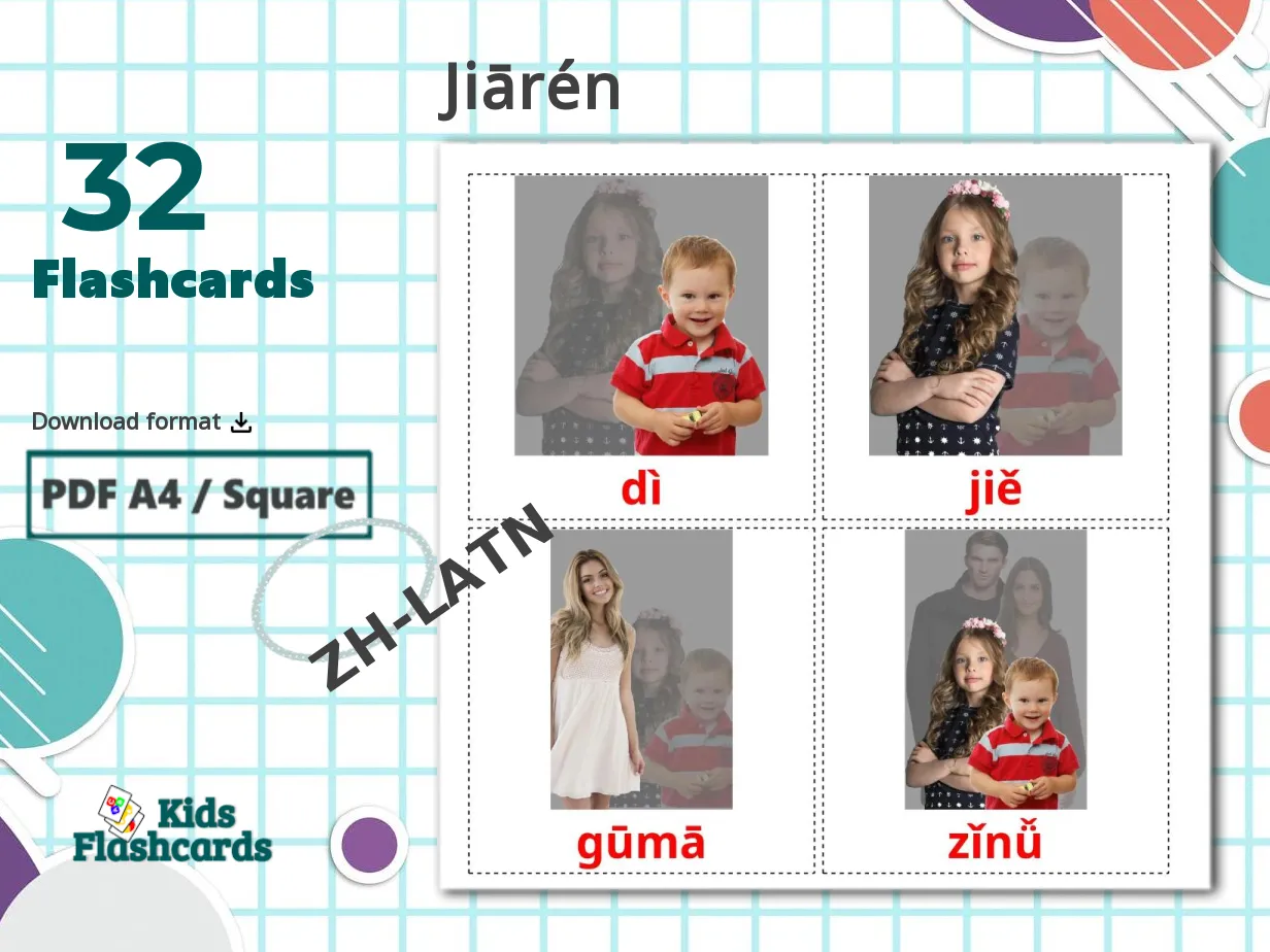 32 Printable Family members Flashcards in Pinyin (Free PDF)